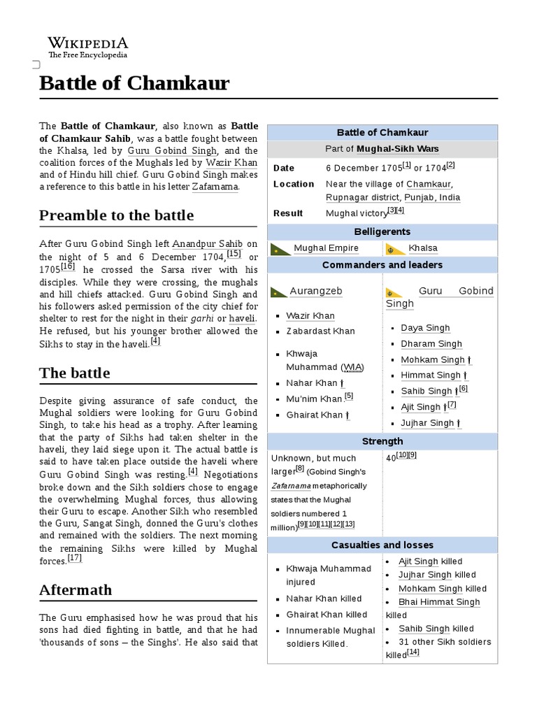 Battle of Chamkaur | PDF | Indian Religions | Nāstika