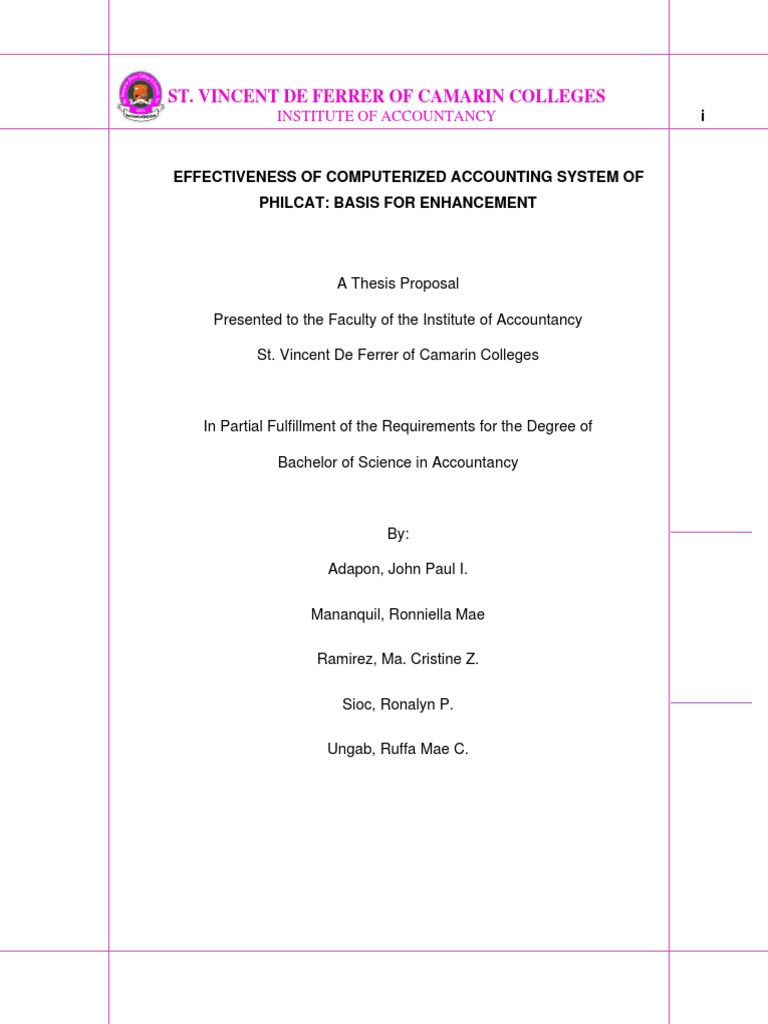 Effectiveness of Computerized Accounting System of Philcat | PDF ...