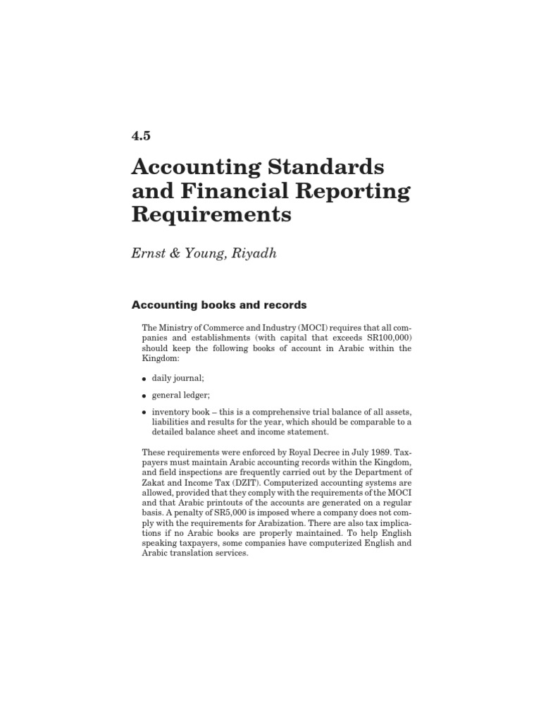 Accounting Standards and Financial Reporting Requirements Saudi | PDF ...