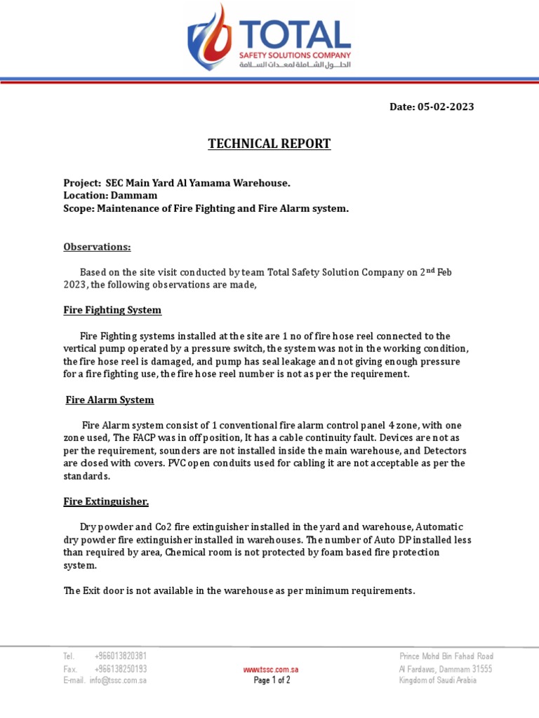 Technical Proposal | PDF | Firefighting | Equipment