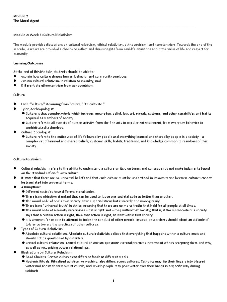 Module 2 | PDF | Morality | Relativism