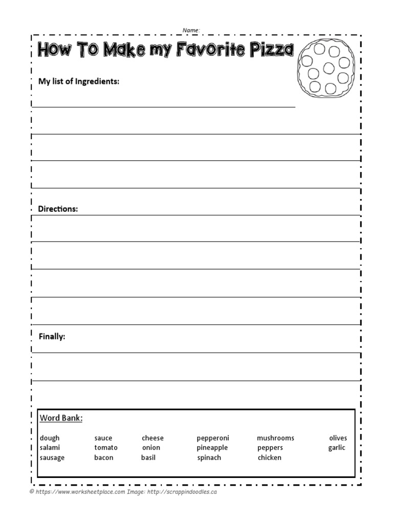 Procedural Writing Make A Pizza | PDF