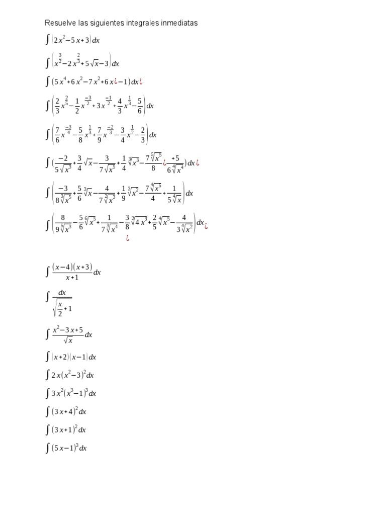 Ejercicios de Integrales | PDF
