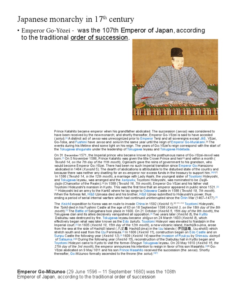 Japanese Monarchy in 17th Century | PDF | Japan | Japanese Nobility