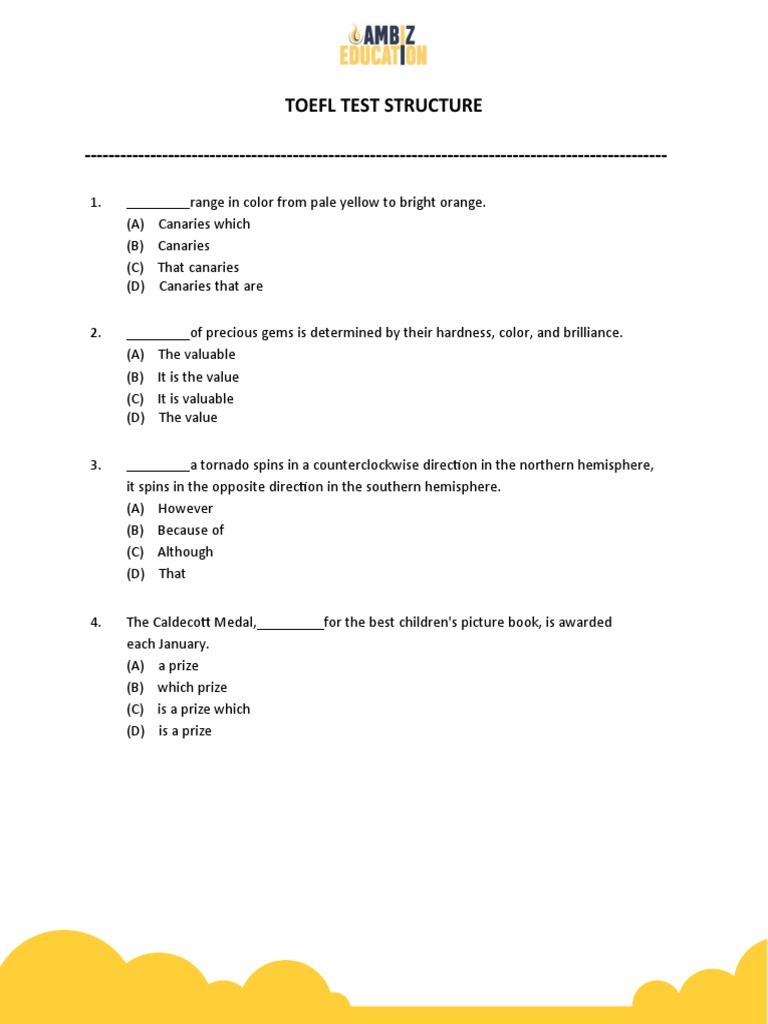 TOEFL Test Structure - 2023 | PDF | Mountains