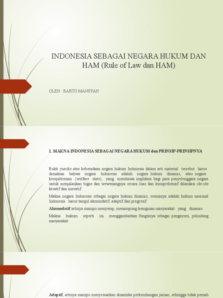 Indonesia Sebagai Negara Hukum Dan Ham (Rule-1 | PDF | Politik | Ilmu Sosial