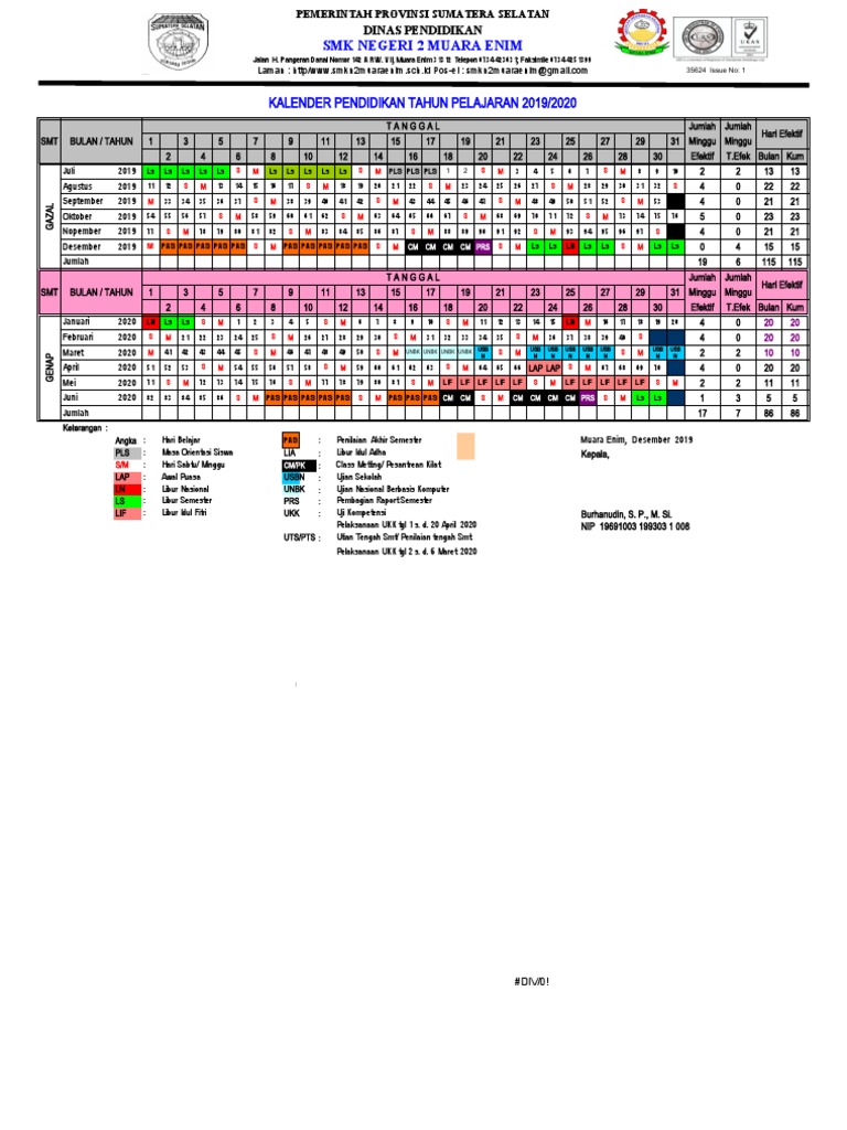 Kalender - Pend. Smkn2 2019-2020 | PDF