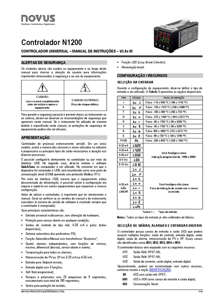 Manual n1200 v20x M PT | PDF | USB | Entrada/Saída