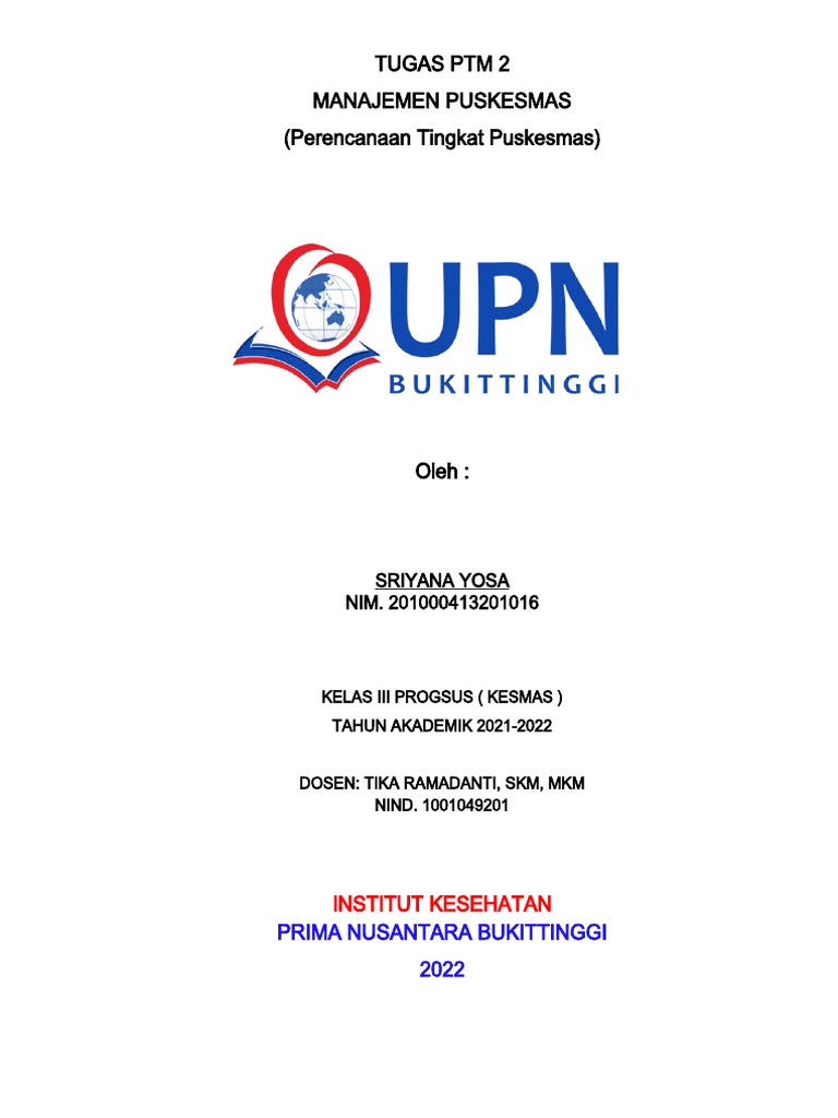 Tugas PTM2 Perencanaan TKT Puskesmas - SRIYANA YOSA | PDF