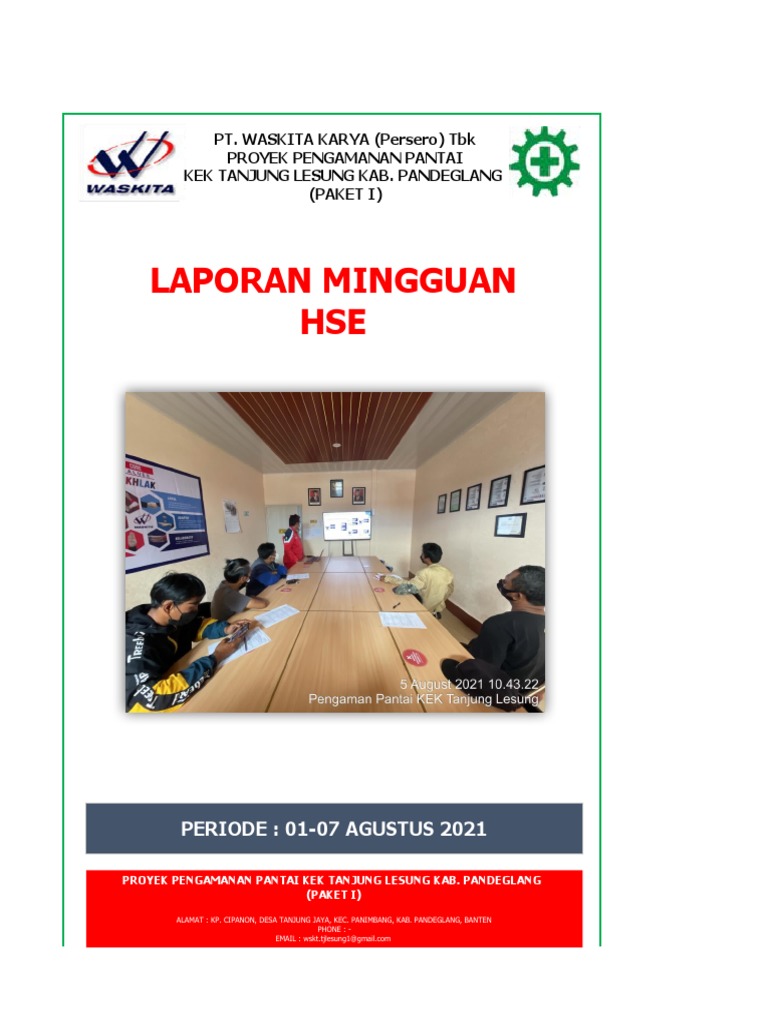Laporan Mingguan HSE Tanjung Lesung Periode 01 Agustus - 07 Agustus 2021 | PDF
