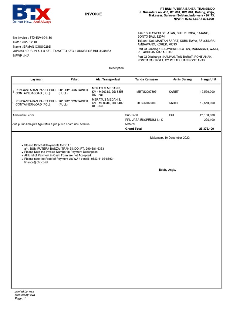 BTX Inv 004136 | PDF