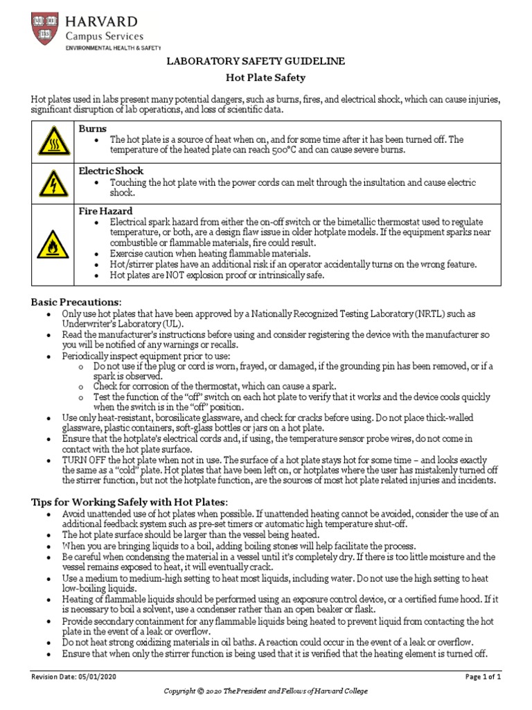 Lab Safety Guideline Hot Plate Safety | PDF | Laboratories | Physical ...
