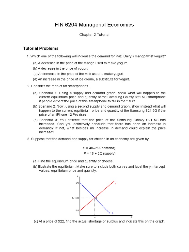 ME CH 2 Tutorial Problems | PDF | Economic Surplus | Economic Equilibrium