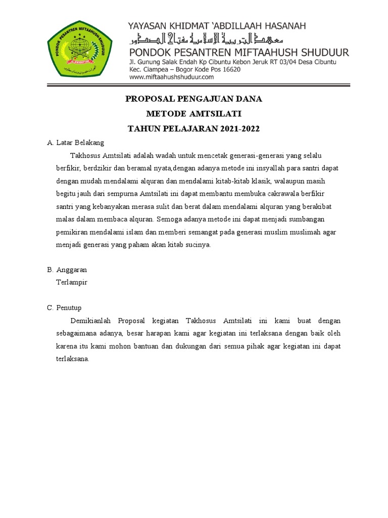 Proposal Metode Amtsilati 2021-2022 | PDF