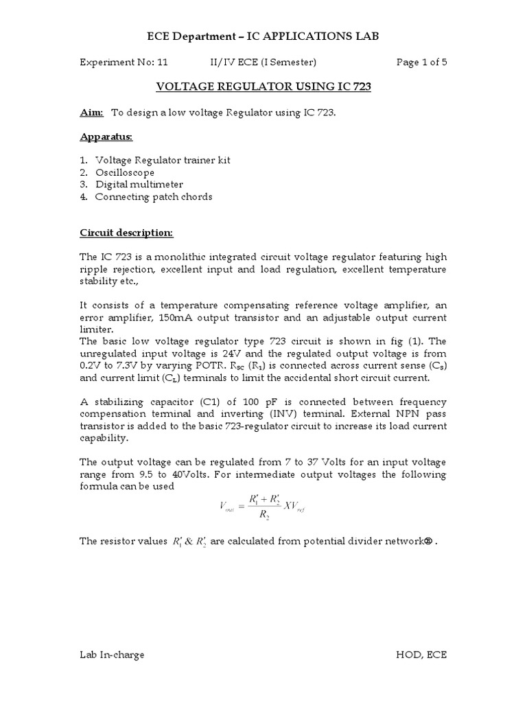 Exp-11-Voltage-regulator-using-IC-723 | PDF | Rectifier | Physical Quantities