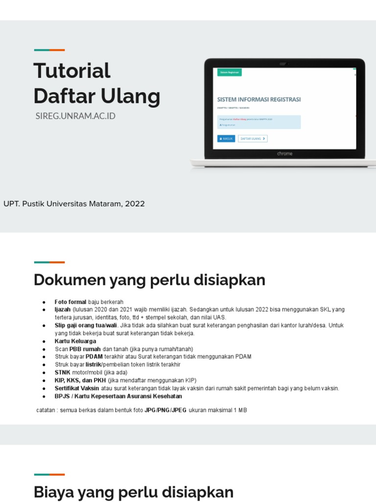Tutorial Daftar Ulang Melalui SIREG | PDF