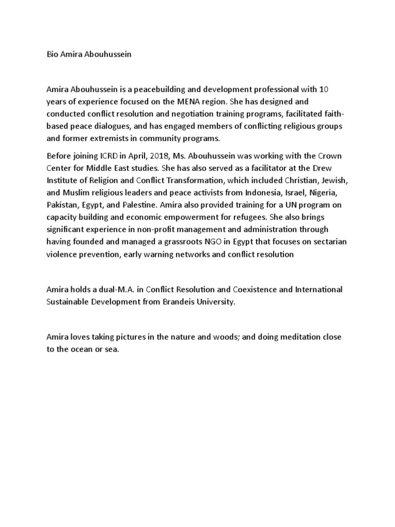 Bio Amira Abouhussein | PDF