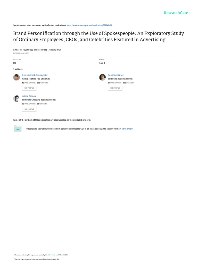 Brand Personification through Spokespeople | PDF | Brand | Credibility