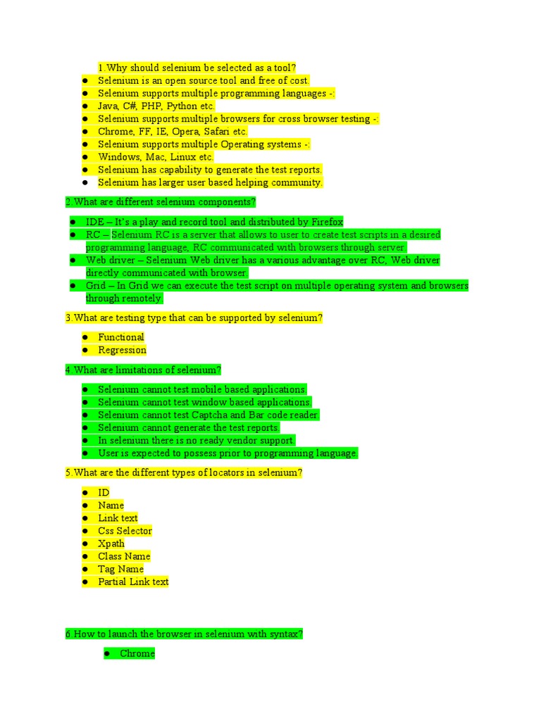 Selenium IQ | PDF | Selenium (Software) | Hypertext Transfer Protocol