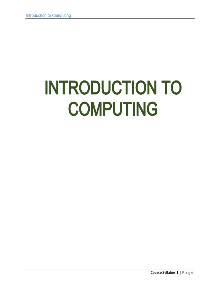 Introduction To Computing Prelim Pdf