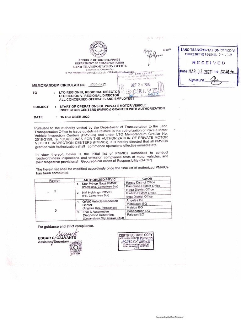 MEMORANDUM CIRCULAR NO. 2020-2217 START OF OPERATIONS OF PRIVATE MOTOR ... MEMORANDUM CIRCULAR NO. 2020-2217 START OF OPERATIONS OF PRIVATE MOTOR ...