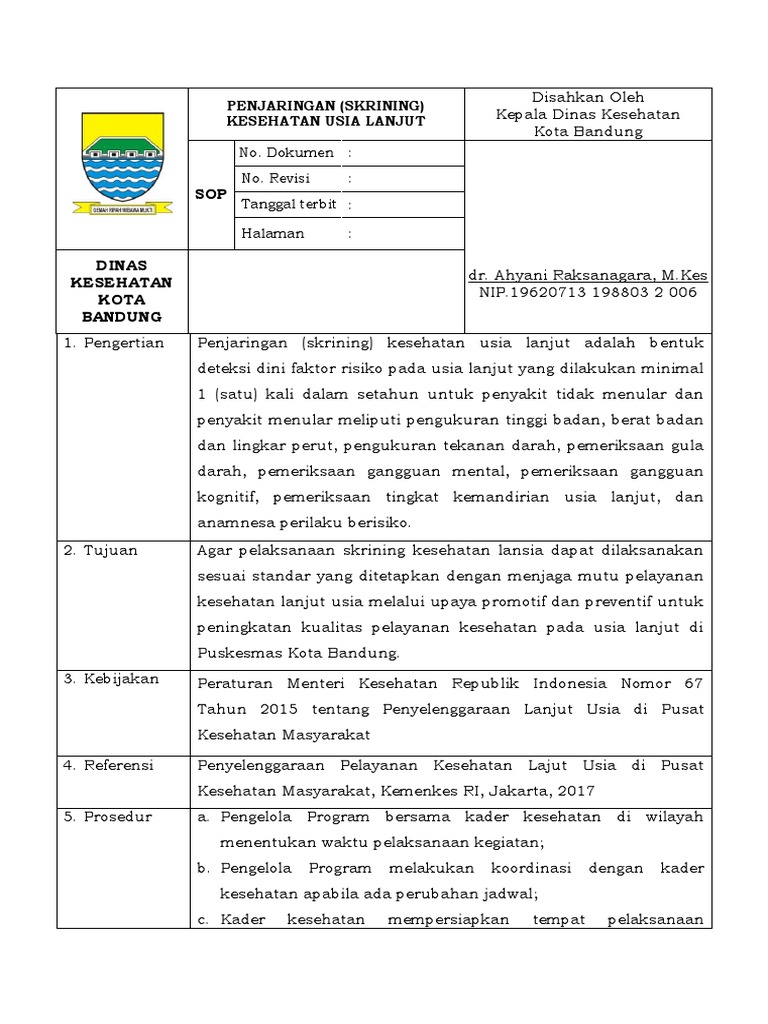 Skrining Kesehatan Lansia Bandung | PDF | Pengembangan Diri