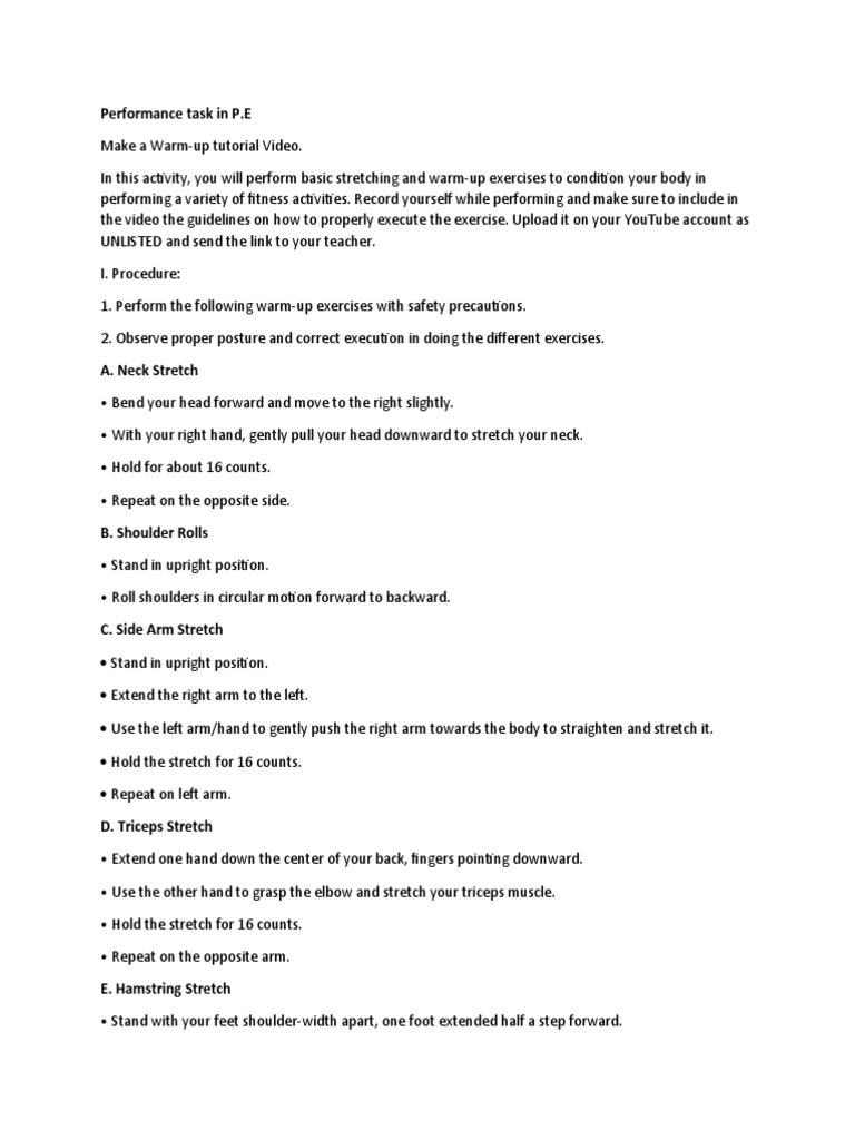 Performance Task in P.E. Arts | PDF | Foot | Hand