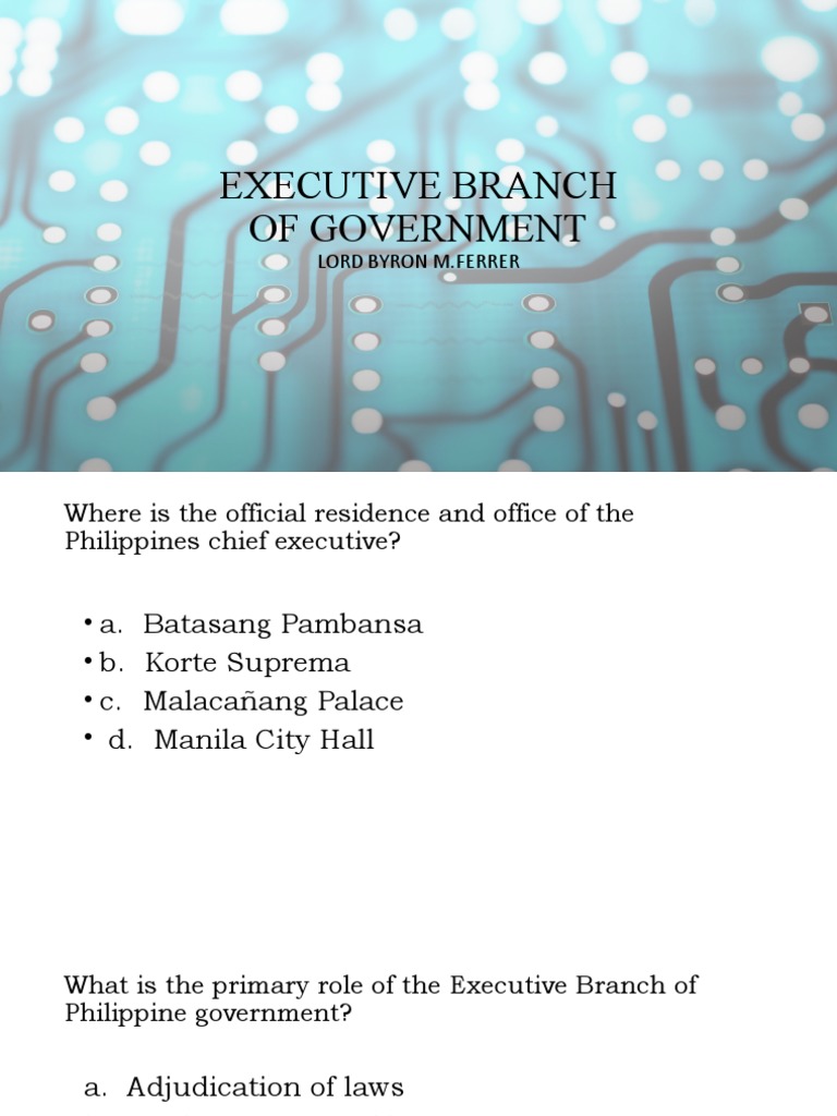 Overview of the Philippine Executive Branch | PDF | President Of The ...