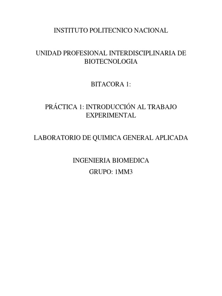 Bitácora de Práctica en Química | PDF | Laboratorios | Química