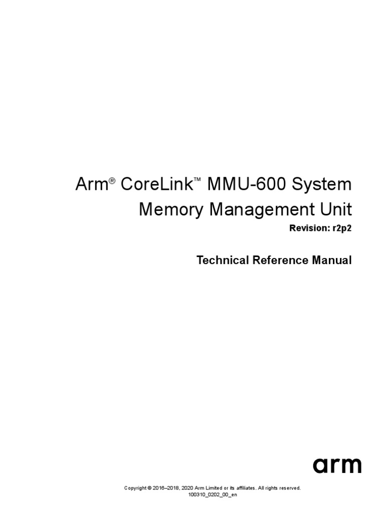 Corelink Mmu600 System Memory Management Unit Technical Reference ...
