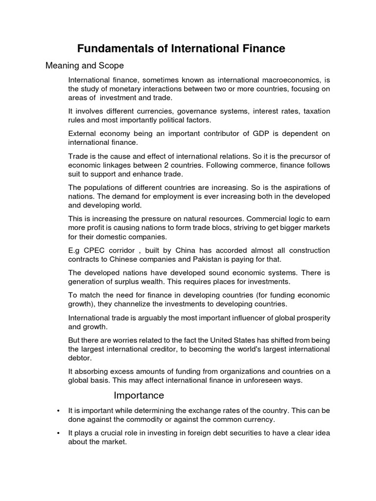 Navigating International Finance: Understanding the Fundamentals ...