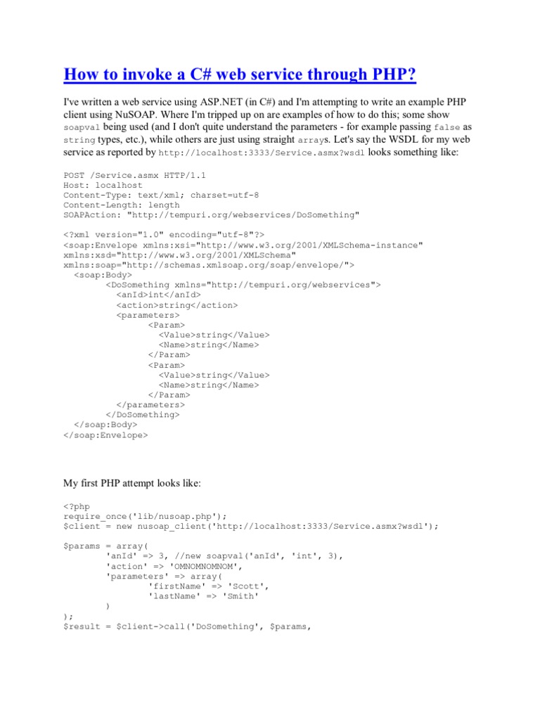 Consume C# Web Service in PHP Client | PDF | Php | Soap