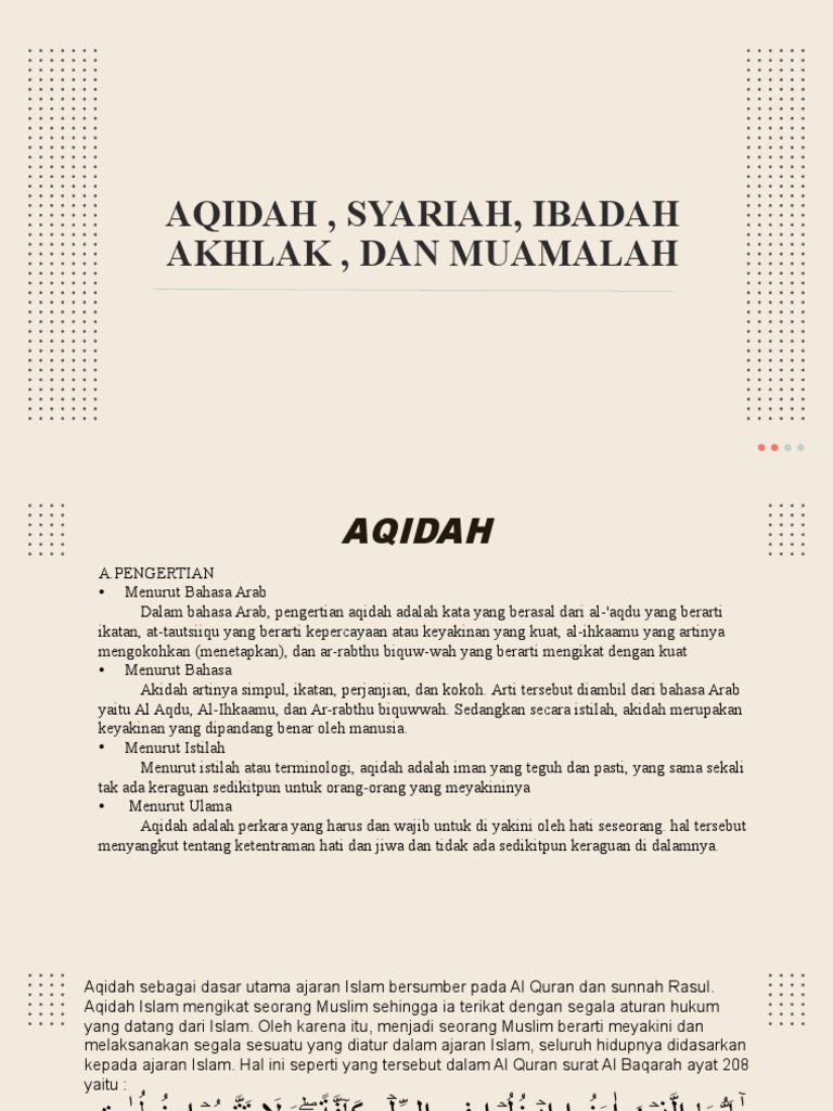 Aqidah, Syariah, Ibadah, Akhlak, Dan Muamalah | PDF