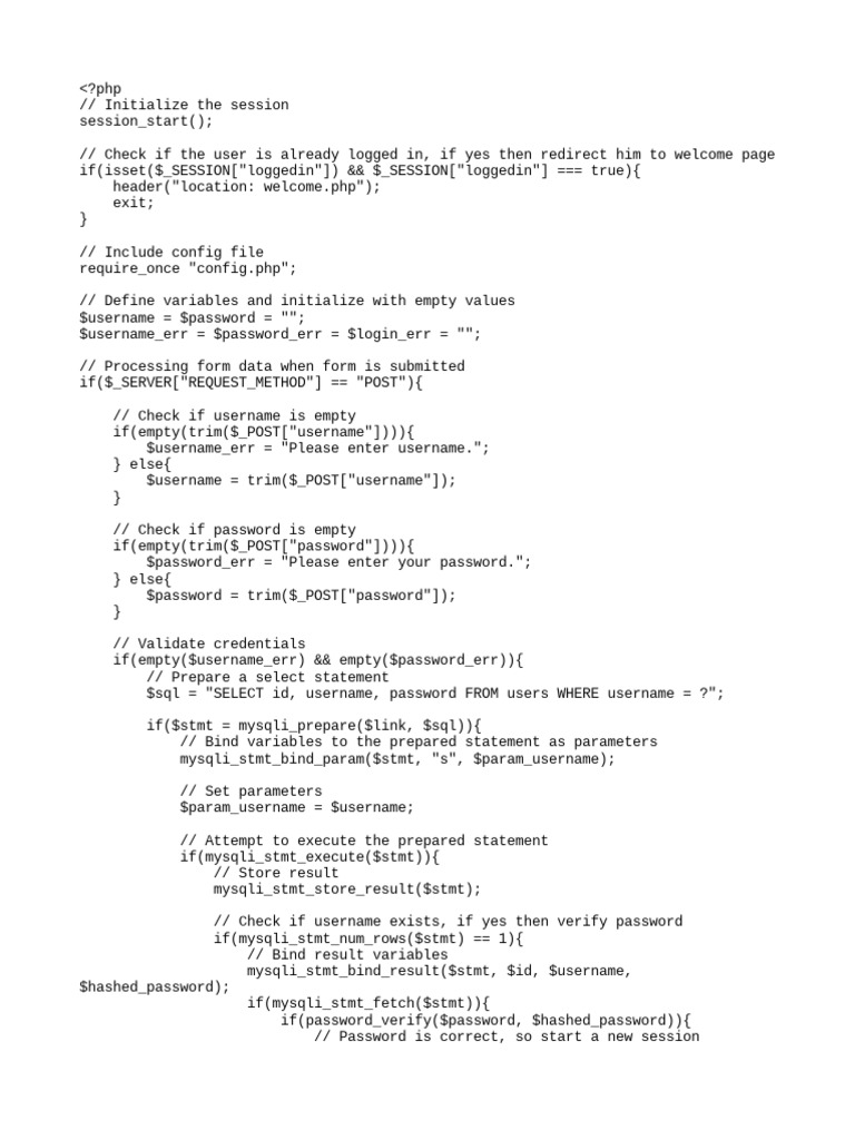 PHP User Login Script with Session Management | PDF PHP User Login Script with Session Management | PDF