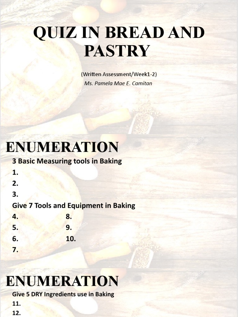 Quiz in Bread and Pastry | PDF | Technology & Engineering
