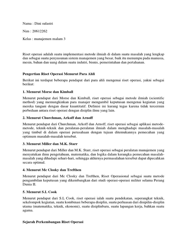 Pengertian dan Teknik Riset Operasi | PDF | Komputer