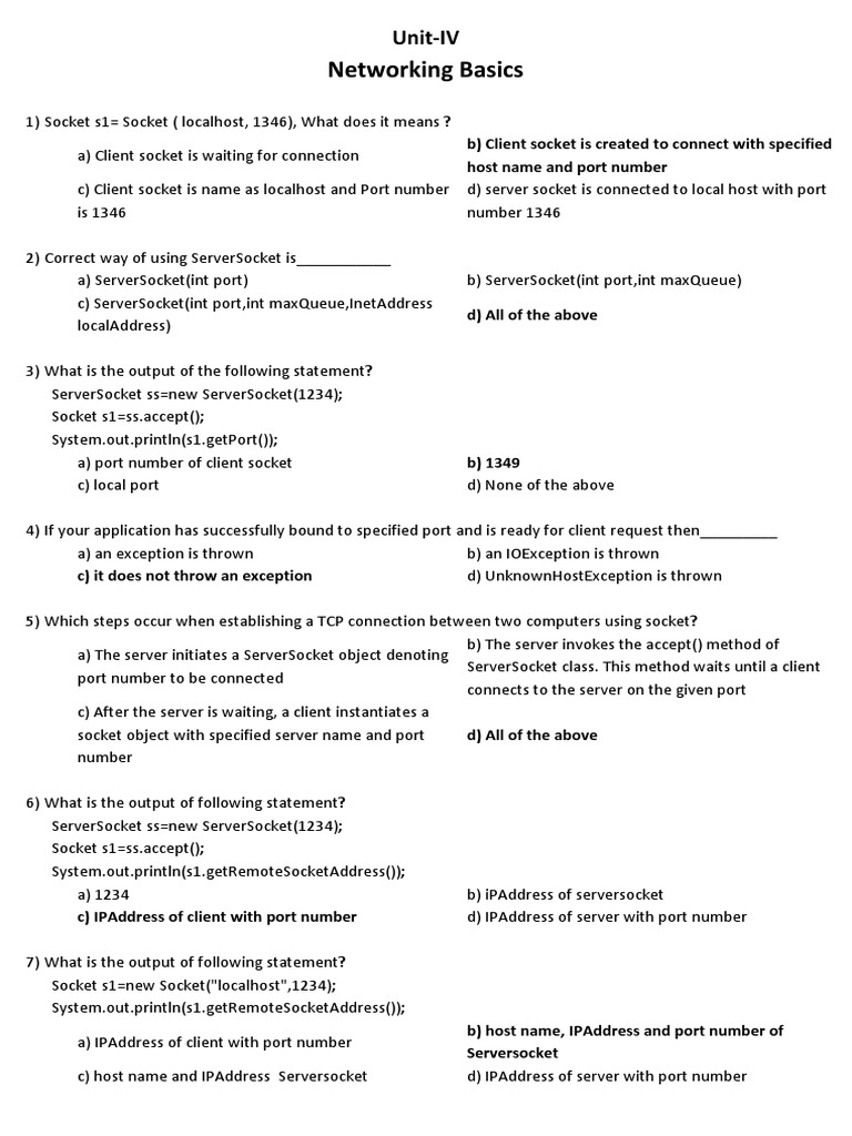 Unit-IV Networking Basics | PDF | Port (Computer Networking) | Internet Protocol Suite