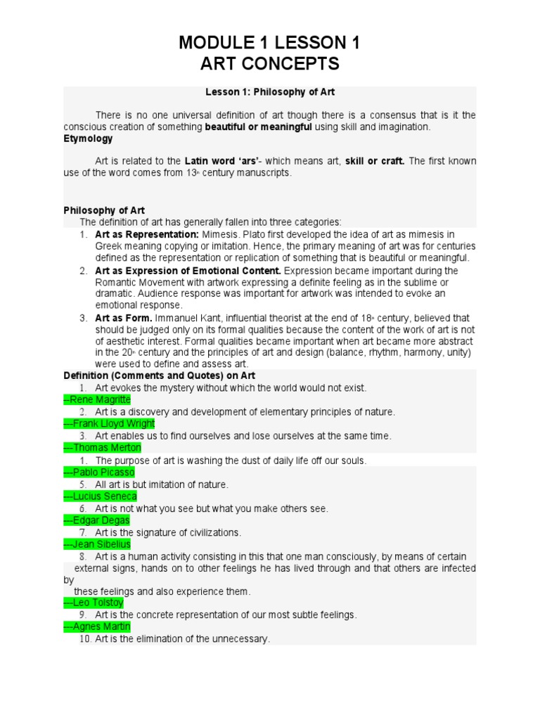 MODULE 1 Lesson 1 | PDF | Aesthetics | Cognitive Science
