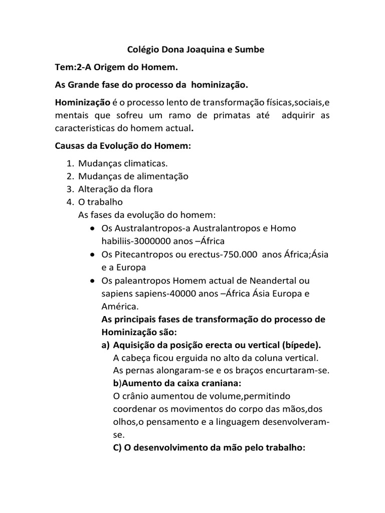 Origem Do Homem | PDF