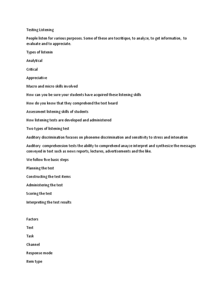 Testing Listening Draft | PDF | Dyslexia | Cognition