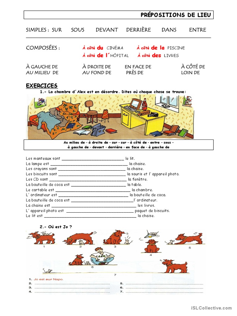 Exercices sur les prépositions de lieu | PDF