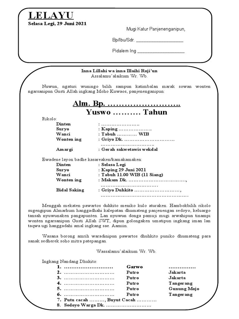 Lelayu Bahasa Jawa | PDF
