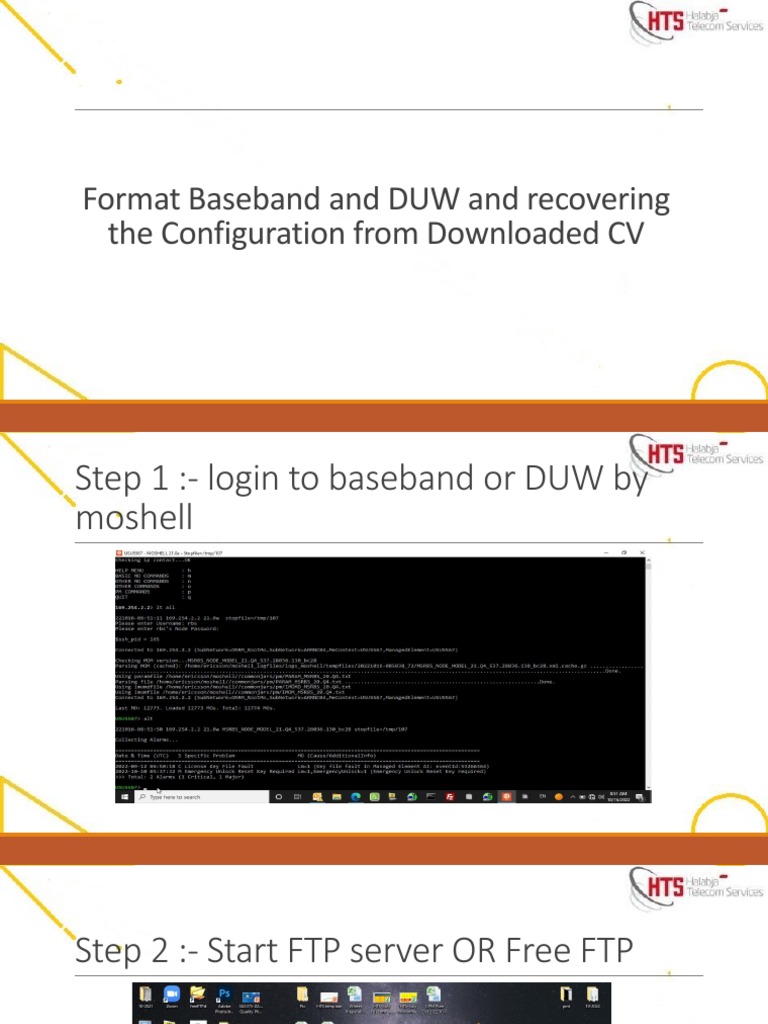 Format Baseband and DUW and Recovering The Configuration From Downloaded CV Without Using ENM ...