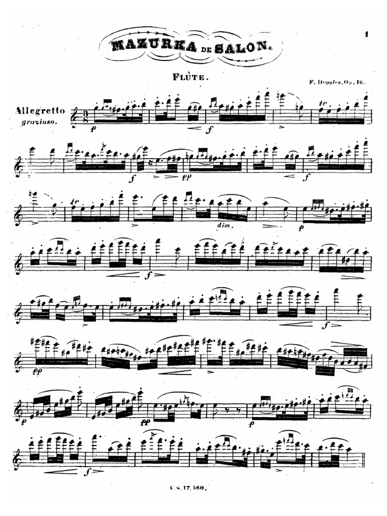 Franz DOPPLER - Mazurka de Salon Opus 16 Flute | PDF