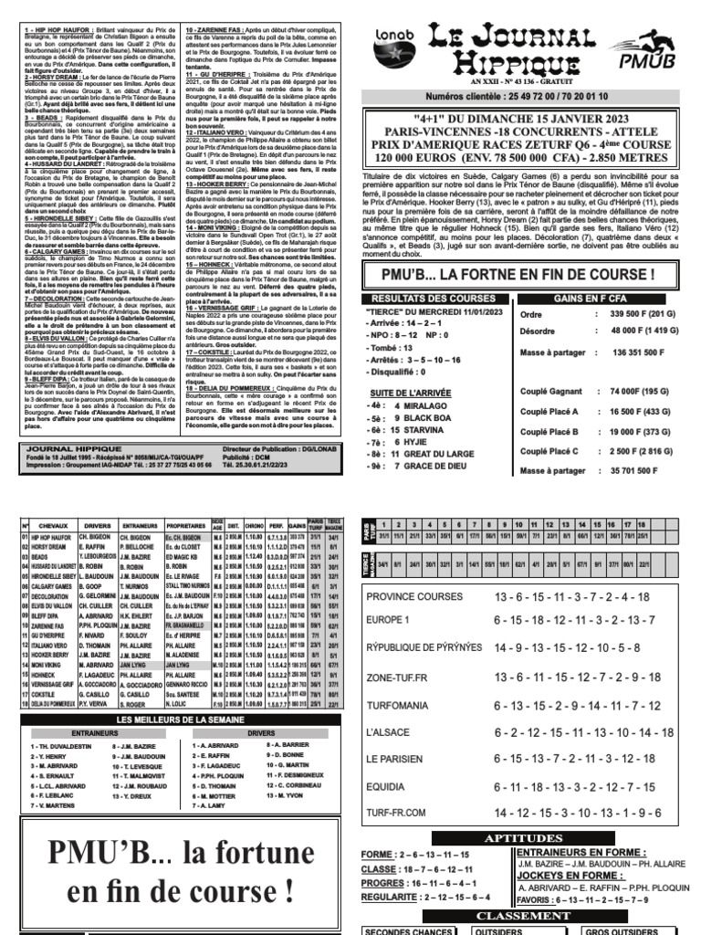 JH - Pmub - Du 15 01 2023 | PDF | Course | Equus (genre)