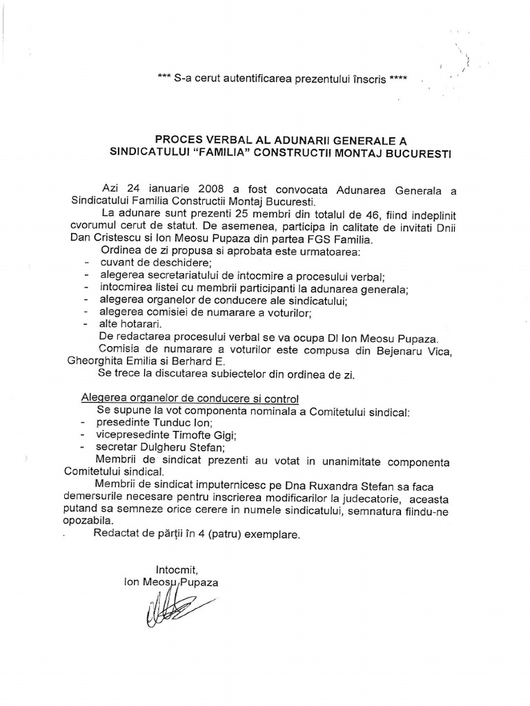 PV - Adunare Generala Modificare Conducere - 2008 | PDF