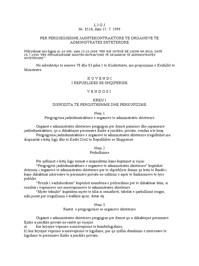 Ligj 8510 15.07.1999-1 | PDF