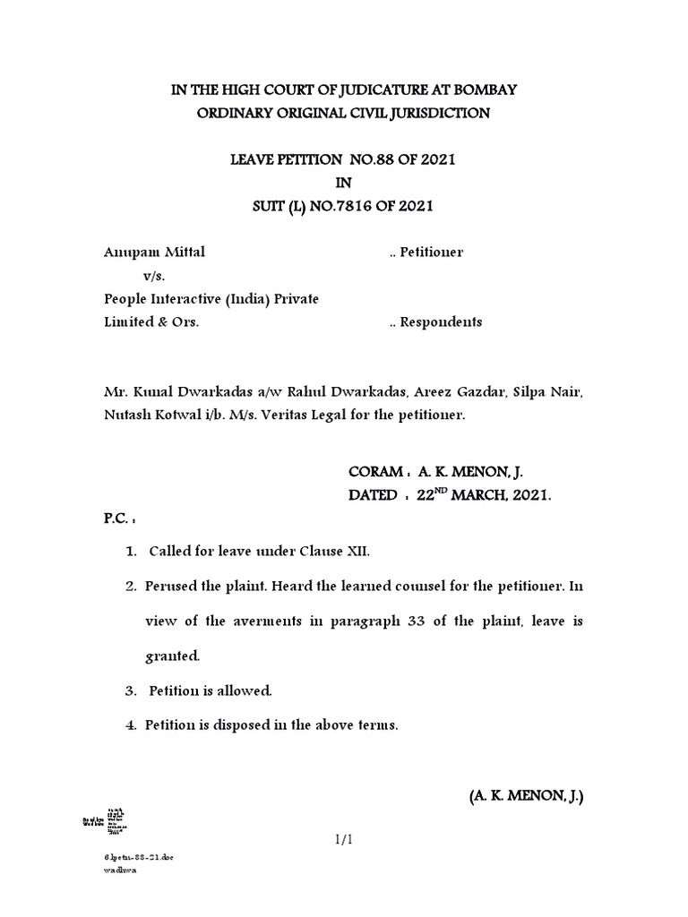 Mr. Kunal Dwarkadas A/w Rahul Dwarkadas, Areez Gazdar, Silpa Nair ...