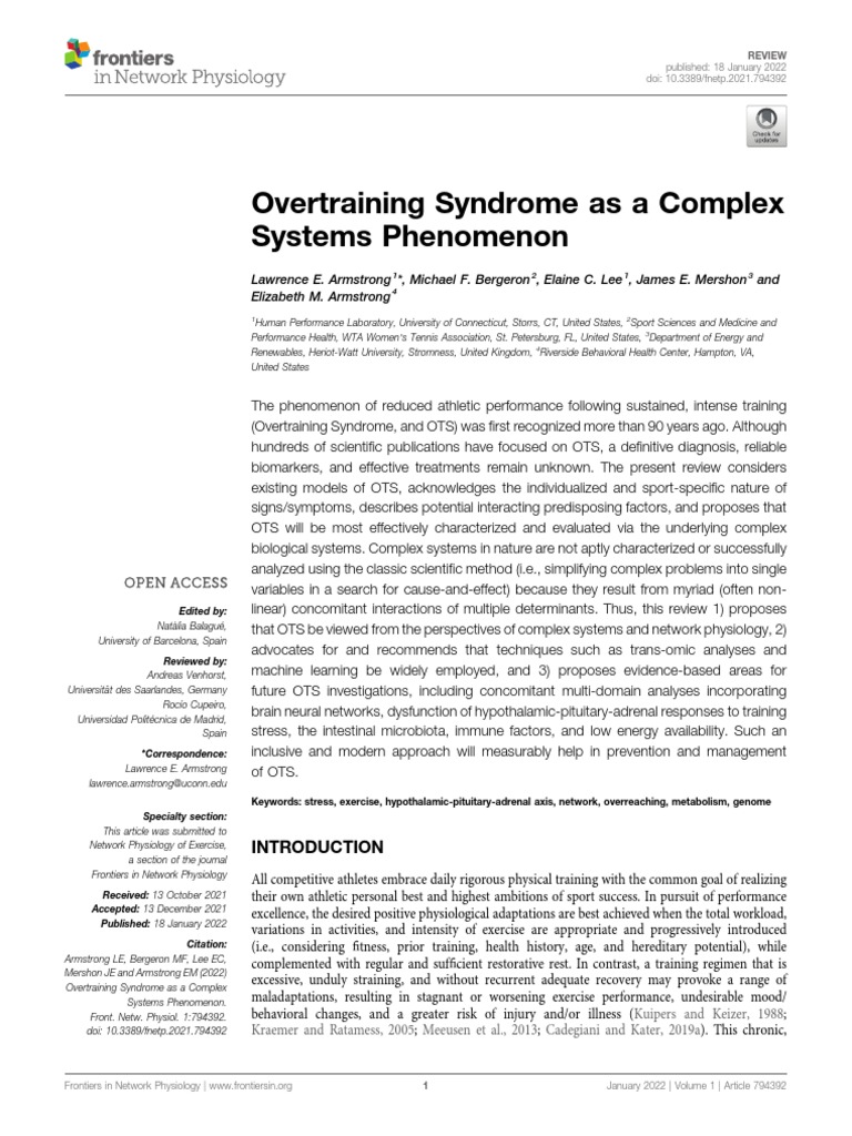 Overtraining Syndrome As A Complex Systems Phenome | PDF | Stress ...