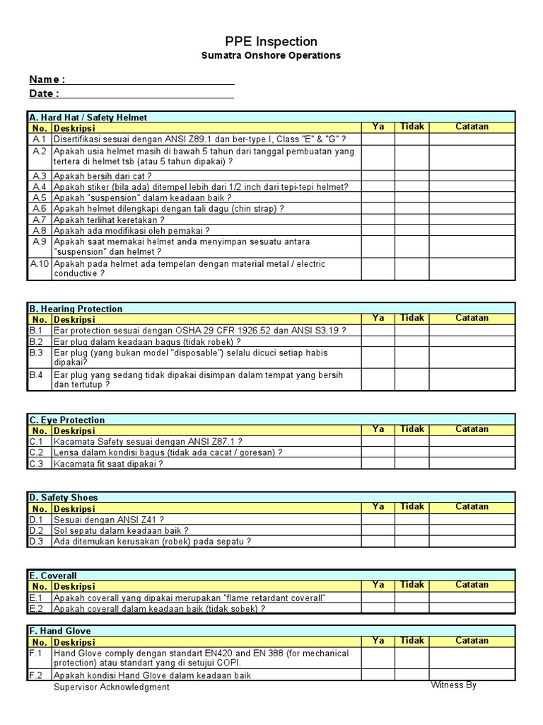PPE Self Quick Inspection | PDF | Teknologi & Rekayasa
